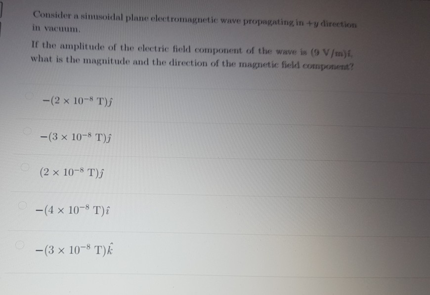 Solved Consider a sinusoidal plane electromagnetic wave | Chegg.com