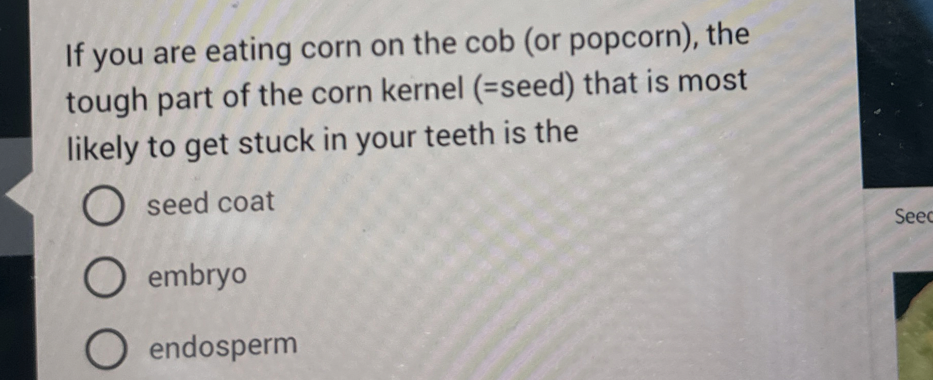 Solved If you are eating corn on the cob (or popcorn), ﻿the | Chegg.com