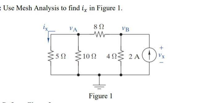 Solved - Use Mesh Analysis to find it in Figure 1. VA 8 ) VB | Chegg.com