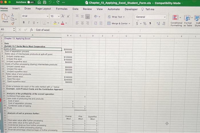 Solved Chapter 13: Applying Excel: Excel Worksheet (Part 1 | Chegg.com Solved Chapter 13: Applying Excel: Excel Worksheet (Part 1 | Chegg.com
