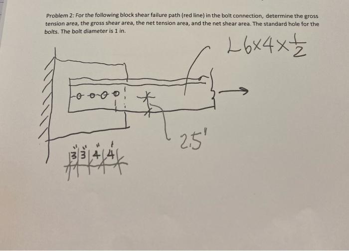 Solved Problem 2: For the following block shear failure path | Chegg.com