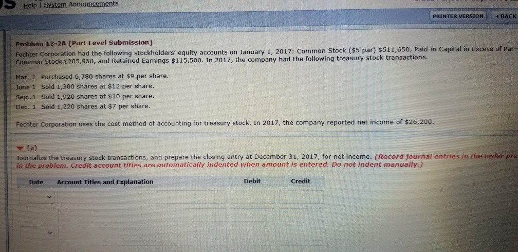 Solved Help 1 System Announcements PRINTER VERSION 4 BACK | Chegg.com