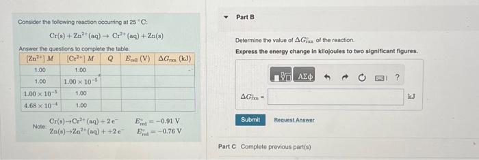 Solved Consider the following reaction occurring at 25∘C : | Chegg.com