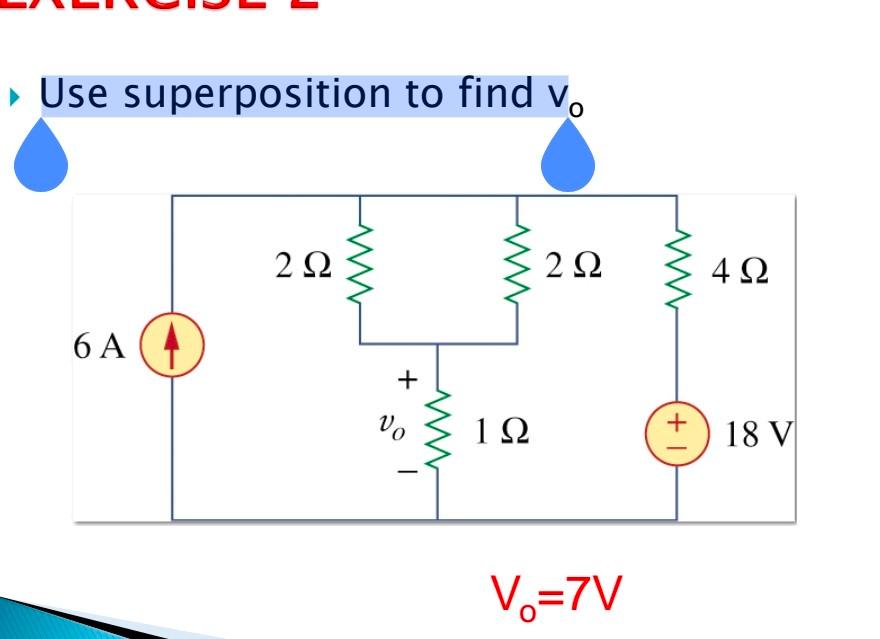 Solved Use superposition to find v. 2 Ω 2 Ω 4 Ω 6A + εξια 1 | Chegg.com