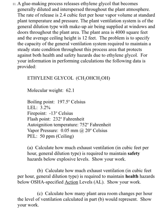 11. A glue-making process releases ethylene glycol | Chegg.com