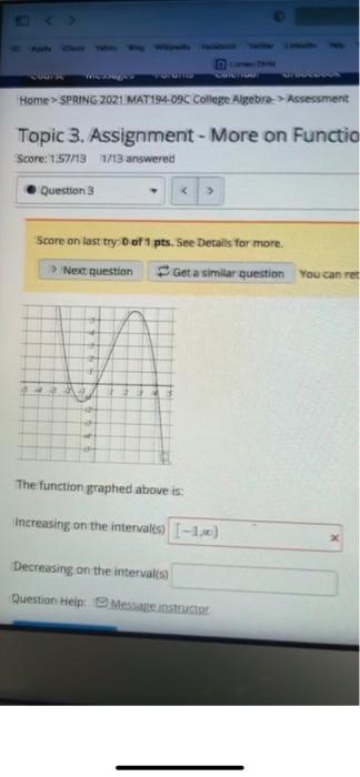 Solved Home > SPRING 2021. MAT194-09C.College Algebra-> | Chegg.com