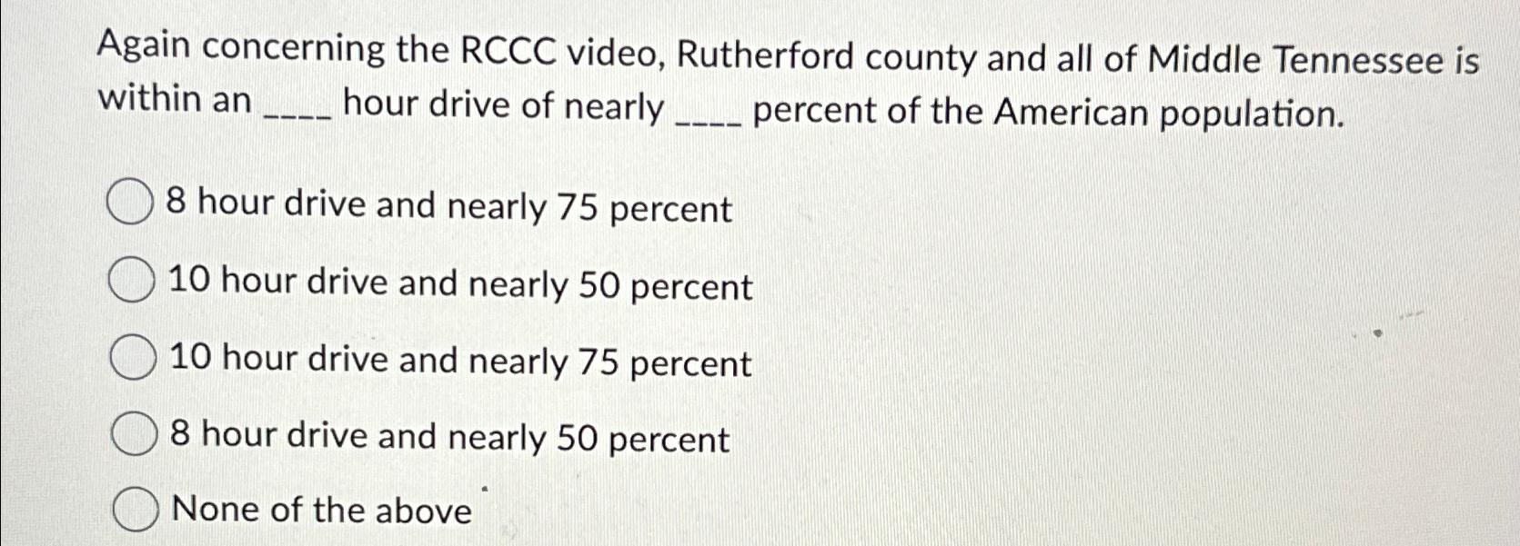 Solved Again concerning the RCCC video, Rutherford county | Chegg.com