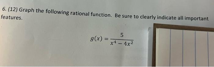 Solved 5. (12) Graph the following rational function. Be | Chegg.com