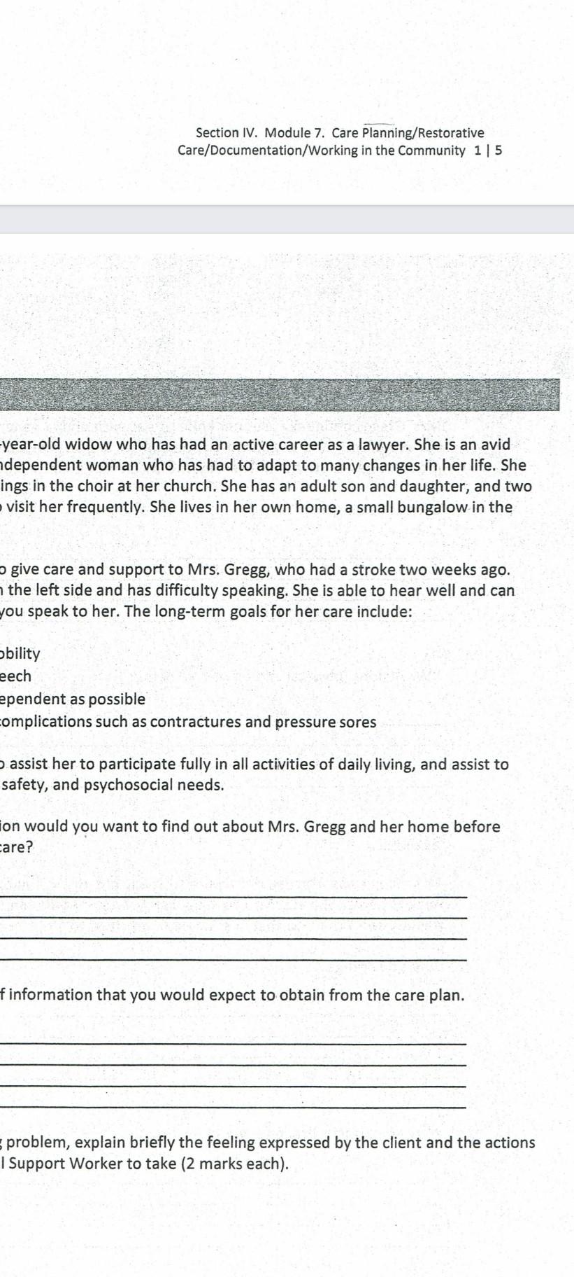 Solved ACC 2015 Section IV. Module 7. Care Planning/ | Chegg.com