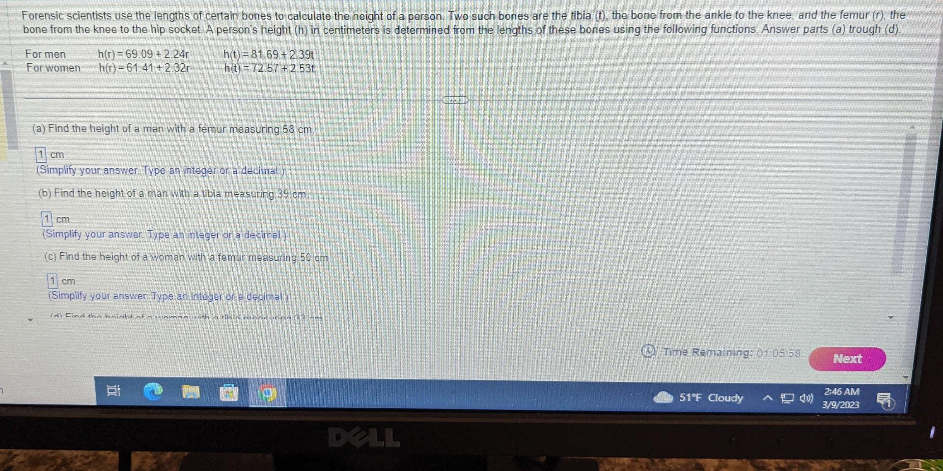 Solved Forensic scientists use the lengths of certain bones | Chegg.com