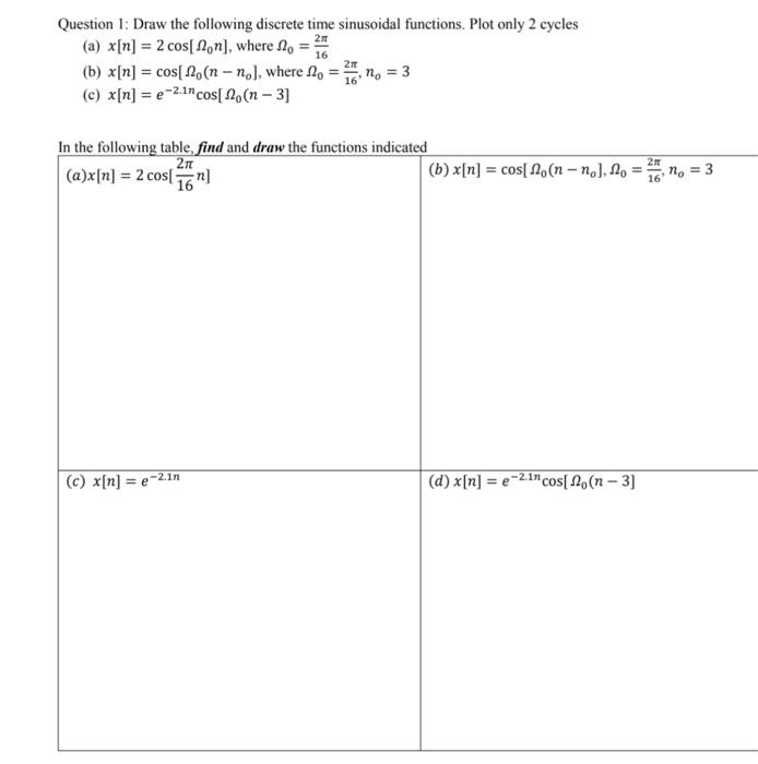 Solved Question 1: Draw the following discrete time | Chegg.com