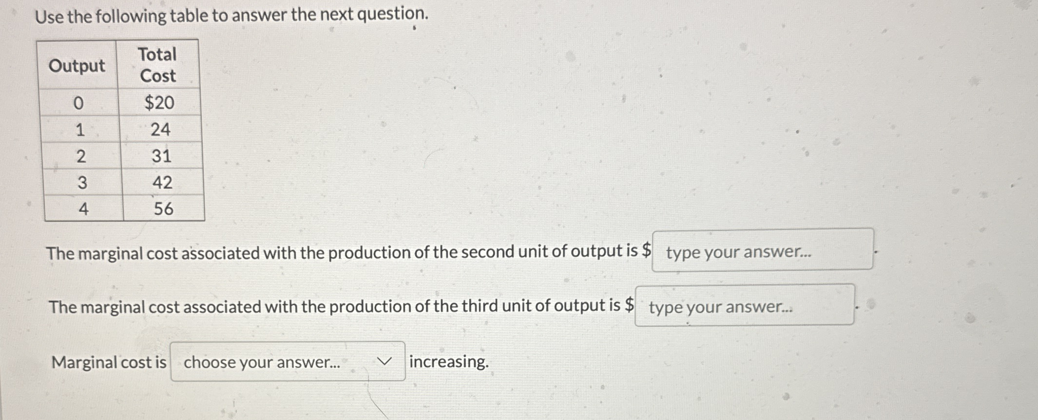 Solved Use the following table to answer the next | Chegg.com