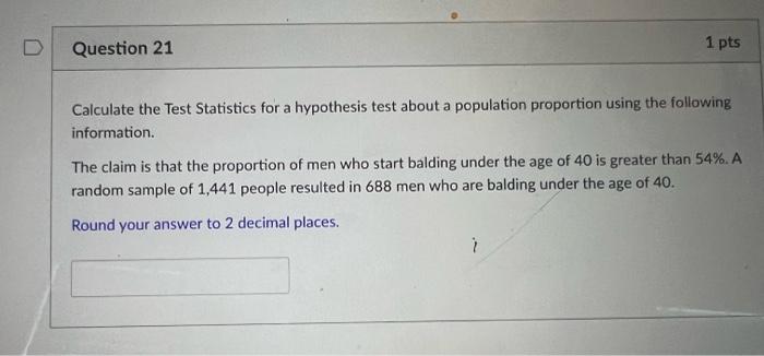Solved Calculate the Test Statistics for a hypothesis test | Chegg.com