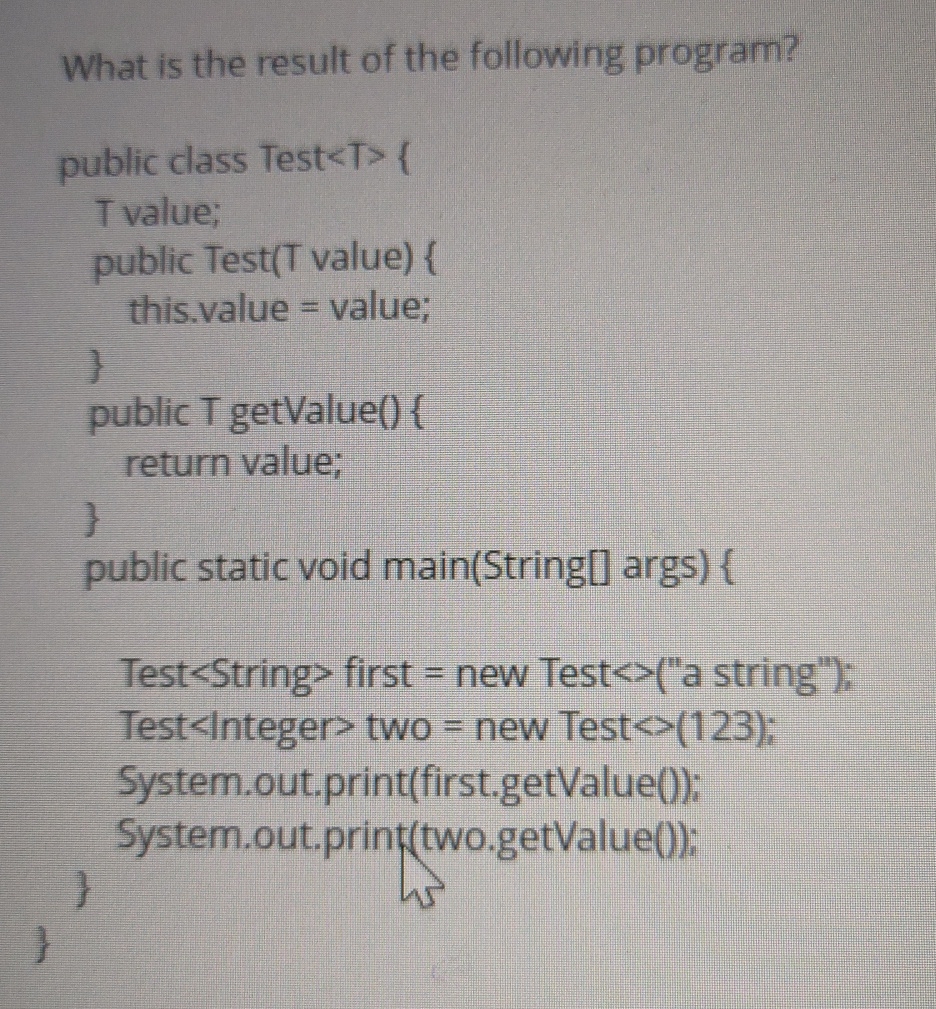 Solved What is the result of the following program?public | Chegg.com