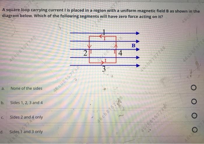Solved A square loop carrying current I is placed in a | Chegg.com