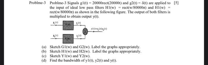 Solved ee-3 Problme-3 Signals g1 (t)=20000rect(20000t) and | Chegg.com