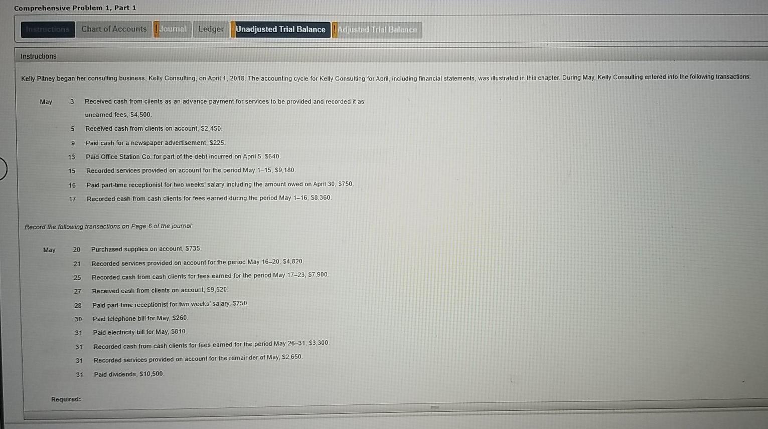 Solved Comprehensive Problem 1, Part 1 Instructions Chart of | Chegg.com
