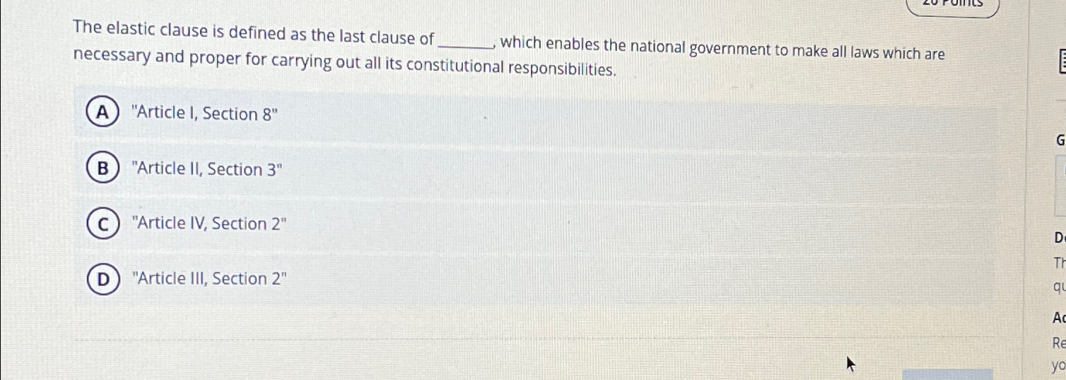 Solved The elastic clause is defined as the last clause of | Chegg.com