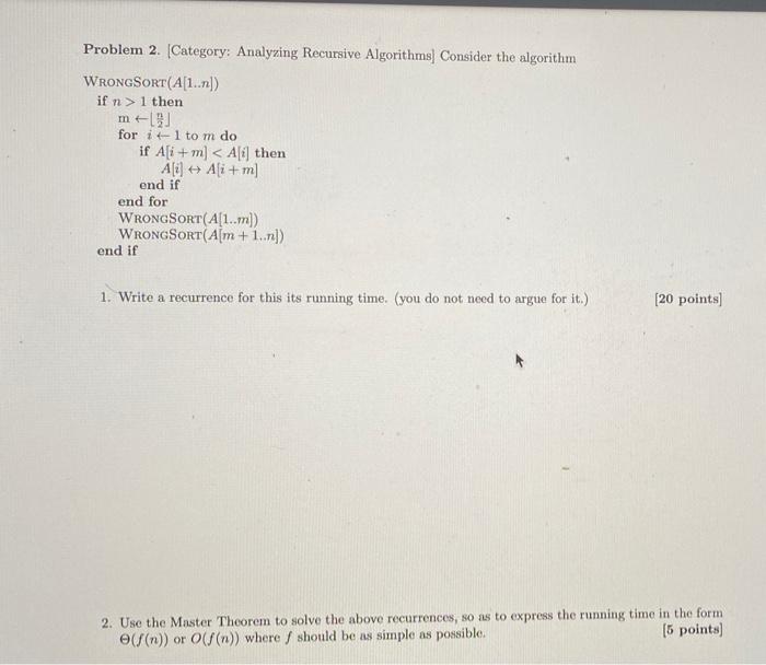 Solved Problem 2 Category Analyzing Recursive Algorithms 9160