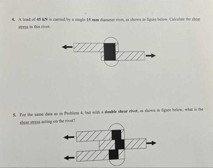 Solved 4. A load of 45 KN is carried by a single 15 mm | Chegg.com