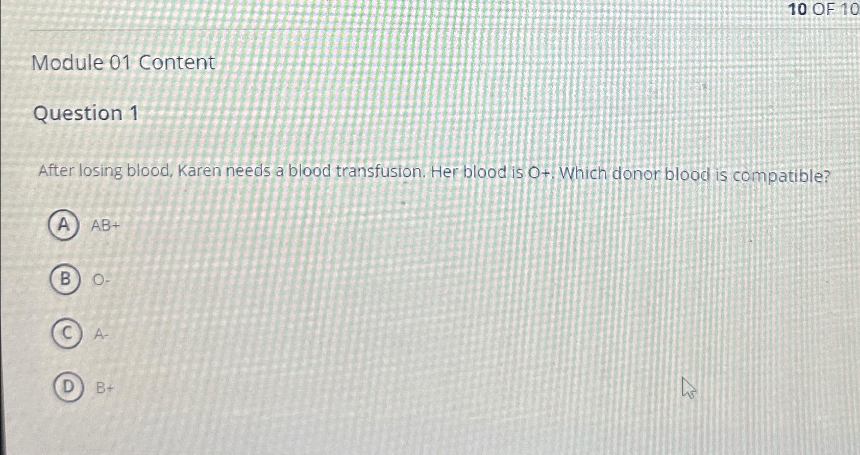 Solved 10 ﻿OF 10Module 01 ﻿ContentQuestion 1After losing | Chegg.com