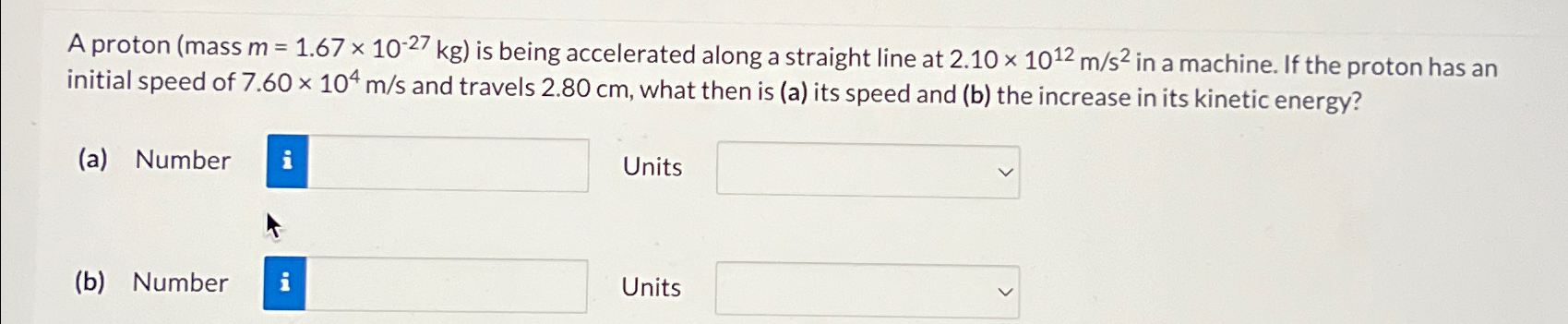 Solved A proton (mass m=1.67×10-27kg ) ﻿is being accelerated | Chegg.com