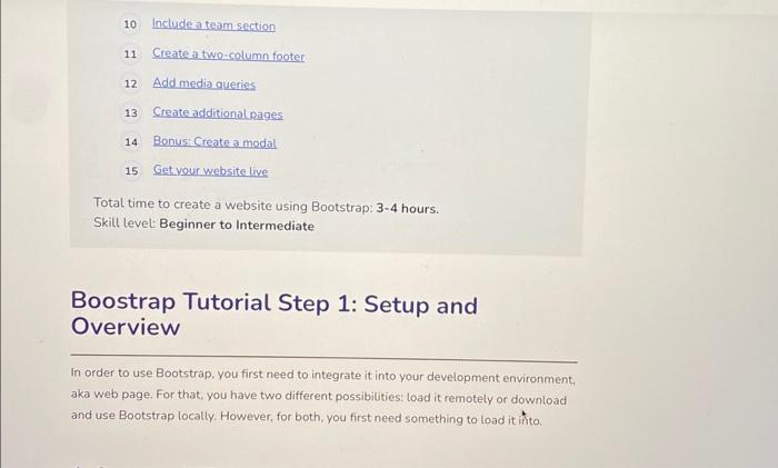 How to Create a Website Using Bootstrap (Table of | Chegg.com