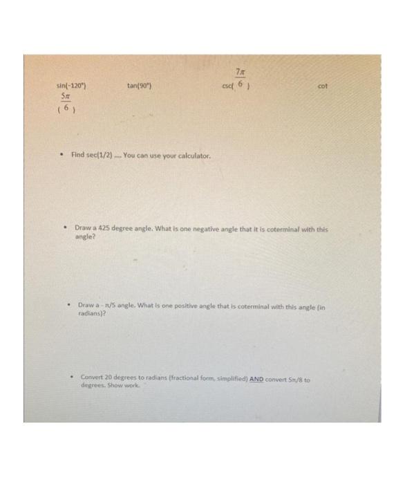 - No calculator, Graph the trig functions, make sure | Chegg.com