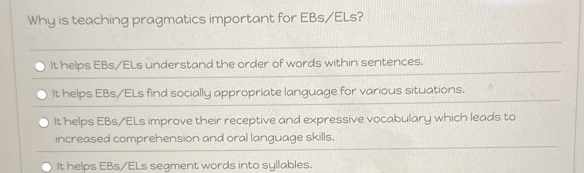Solved Why is teaching pragmatics important for EBs/ELs?q,It | Chegg.com