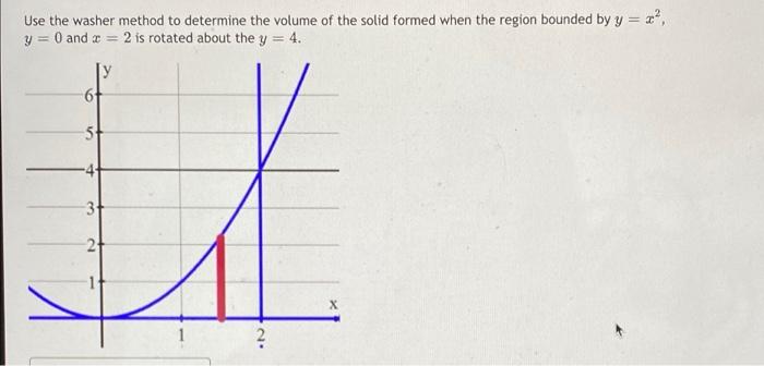 [Solved]: Use the washer method to determine the volume of