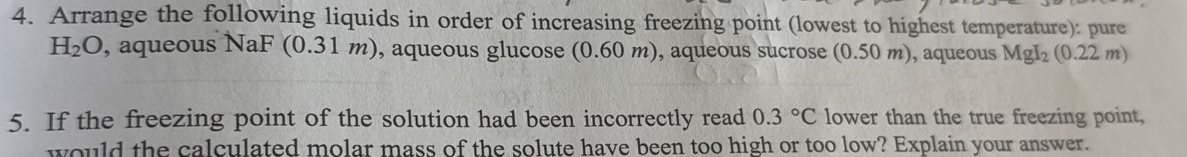 Solved Arrange the following liquids in order of increasing | Chegg.com