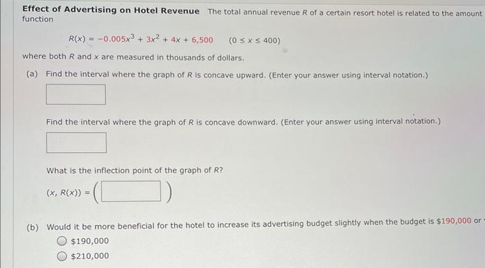 Solved Effect of Advertising on Hotel Revenue The total | Chegg.com
