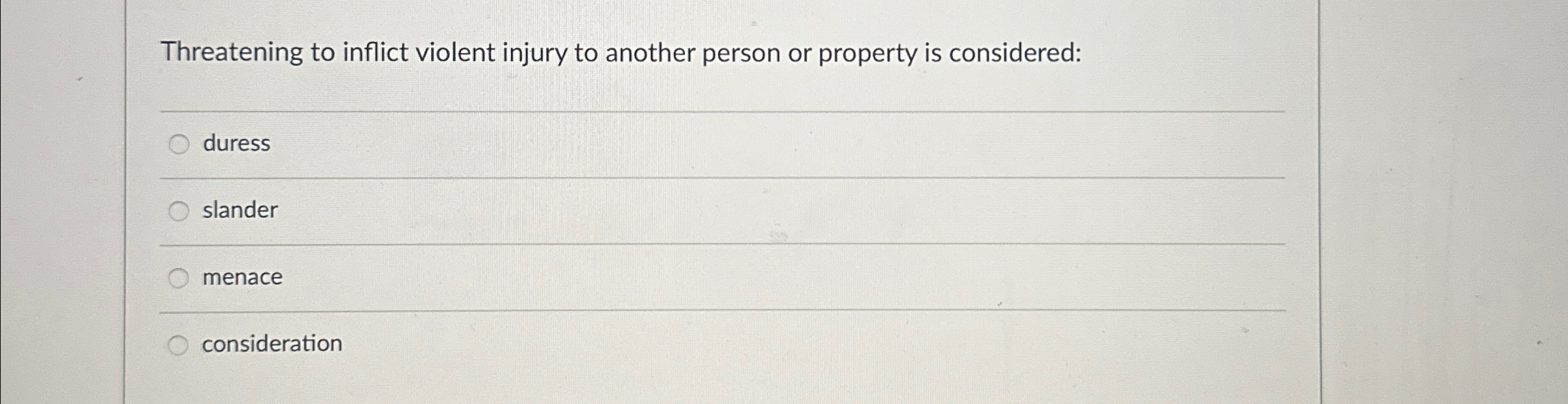 Solved Threatening to inflict violent injury to another | Chegg.com