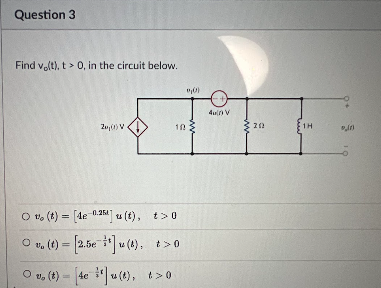 Solved Question 3Find v0(t),t>0, ﻿in the circuit | Chegg.com