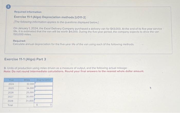 Solved Required information Exercise 11-1 (Algo) | Chegg.com