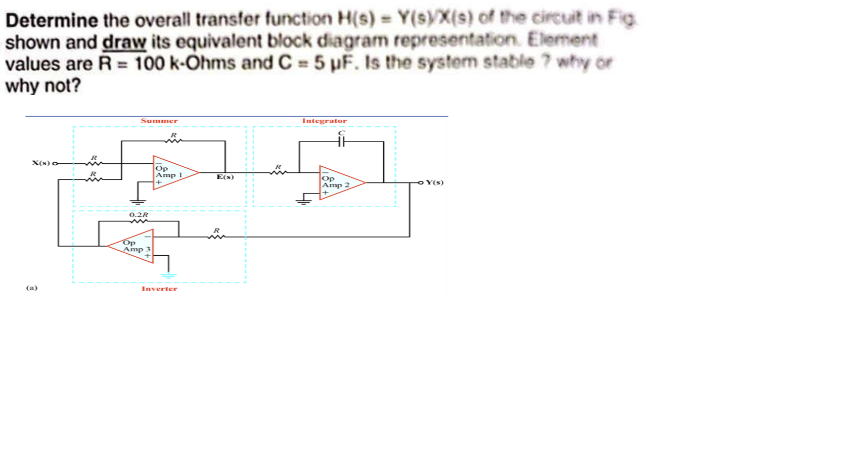 Solved Determine the overall transfer function H(s)=Y(s)x(s) | Chegg.com
