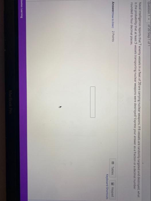 Solved Question 1 of 20 Step 1 of 1 Naval Intelligence | Chegg.com