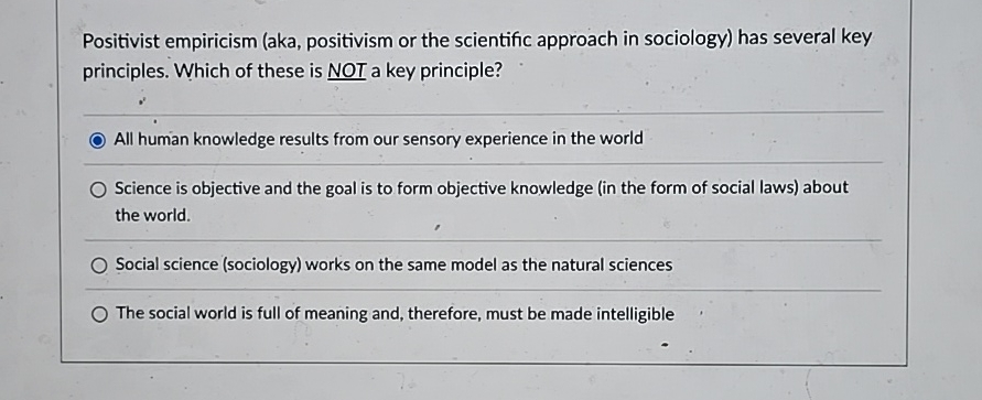 Solved Positivist empiricism (aka, ﻿positivism or the | Chegg.com