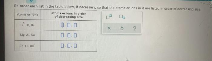 Solved Re-order each list in the table below, if necessary, | Chegg.com