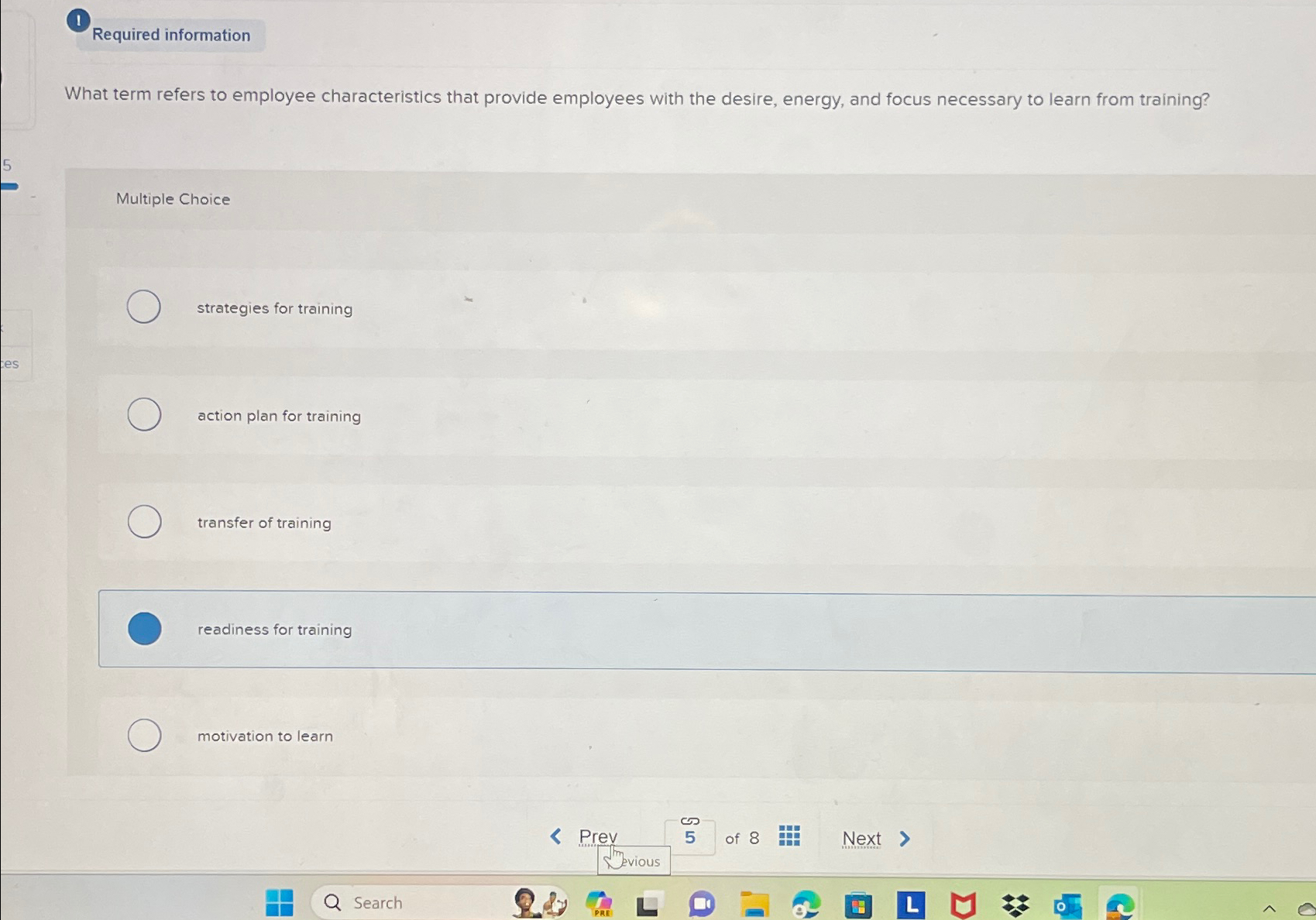 Solved (1)Required informationWhat term refers to employee | Chegg.com