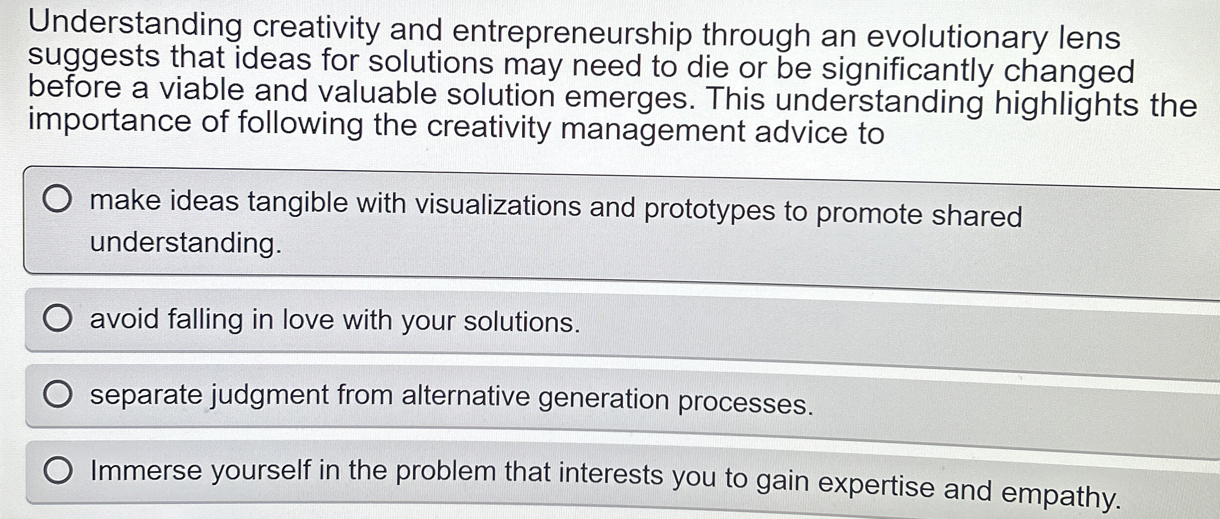 Solved Understanding creativity and entrepreneurship through | Chegg.com