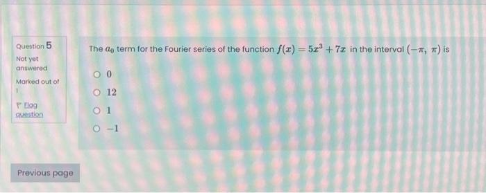 Solved The a0 term for the Fourier series of the function | Chegg.com