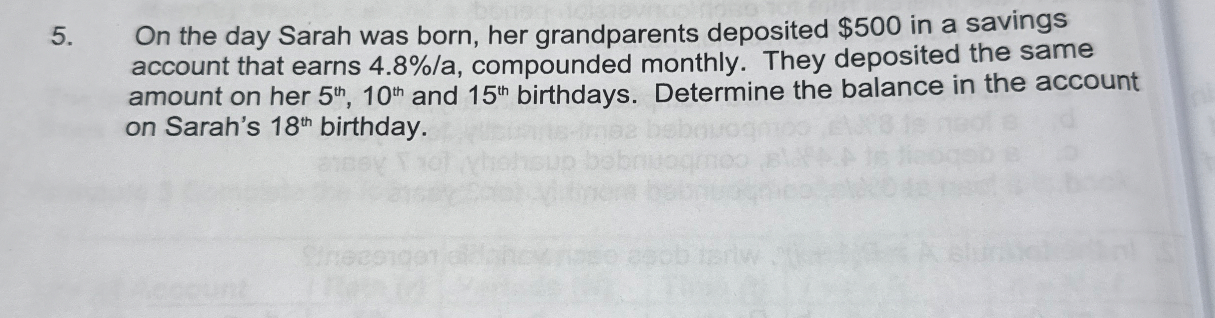 Solved On the day Sarah was born, her grandparents deposited | Chegg.com
