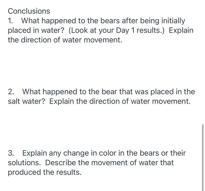 Solved Diffusion of Water "Osmosis" with Gummy Bears | Chegg.com
