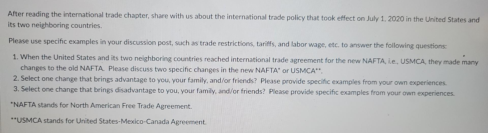 Solved After Reading The International Trade Chapter Share