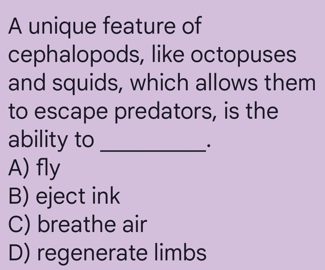 Solved A unique feature of cephalopods, like octopuses and | Chegg.com