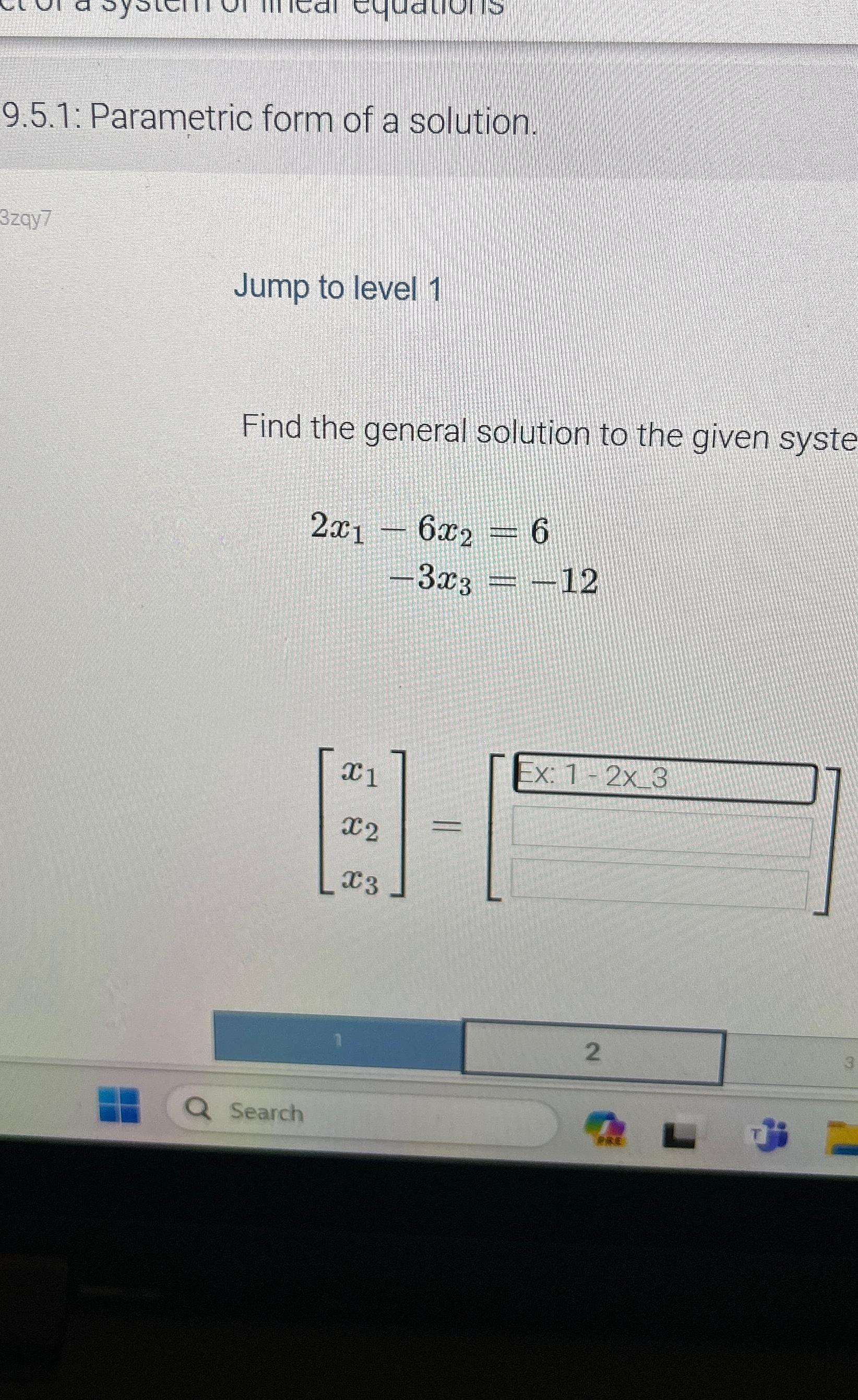 Solved 9.5.1: Parametric form of a solution.Jump to level | Chegg.com