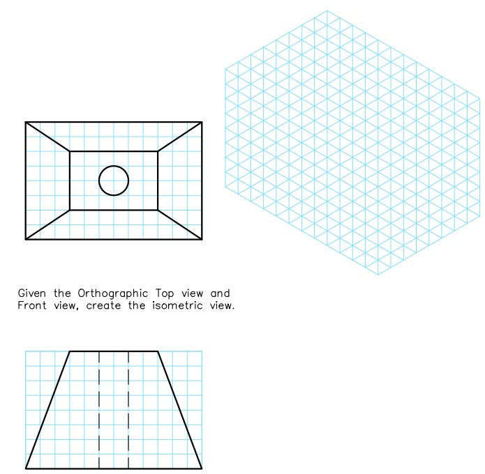 Solved Given the Orthographic Top view andFront view, create | Chegg.com