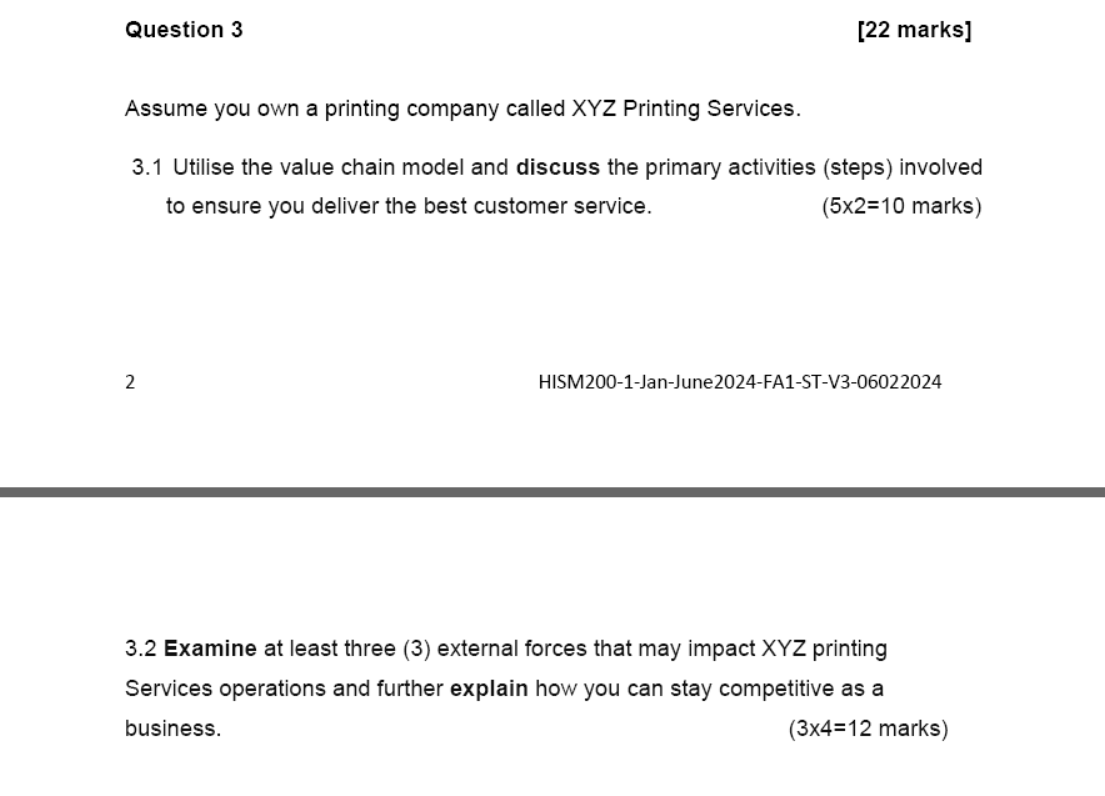 Solved Question 3Assume you own a printing company called | Chegg.com