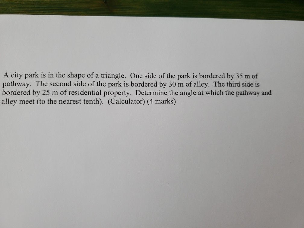 Solved A city park is in the shape of a triangle. One side | Chegg.com